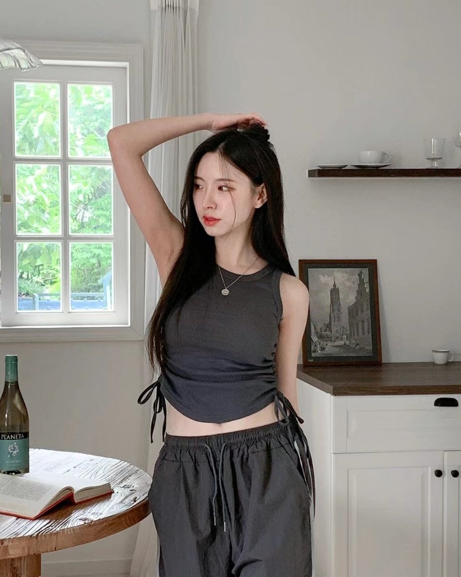 側抽繩修腰Tank Top 🇰🇷🇹🇭 Hazy Daze Studio
